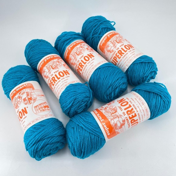 Super Yarn Mart | Art | Vtg Superlon Super Yarn Mart Dark Turquoise 89 ...